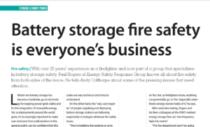 Battery storage fire safety is everyone’s business - Energy-Storage.News