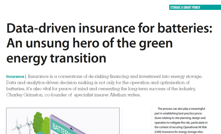 Data-driven insurance for batteries: An unsung hero of the green energy ...