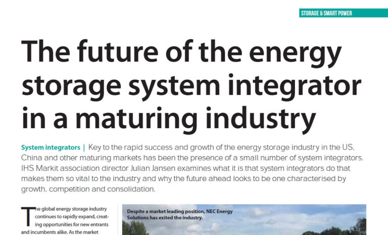 The future of the energy storage system integrator in a maturing ...